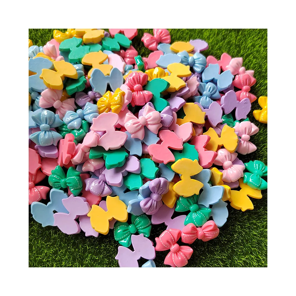 100pcs 21 * 25mm Bowknot Resin Decoration Crafts Flatback Cabochon ...