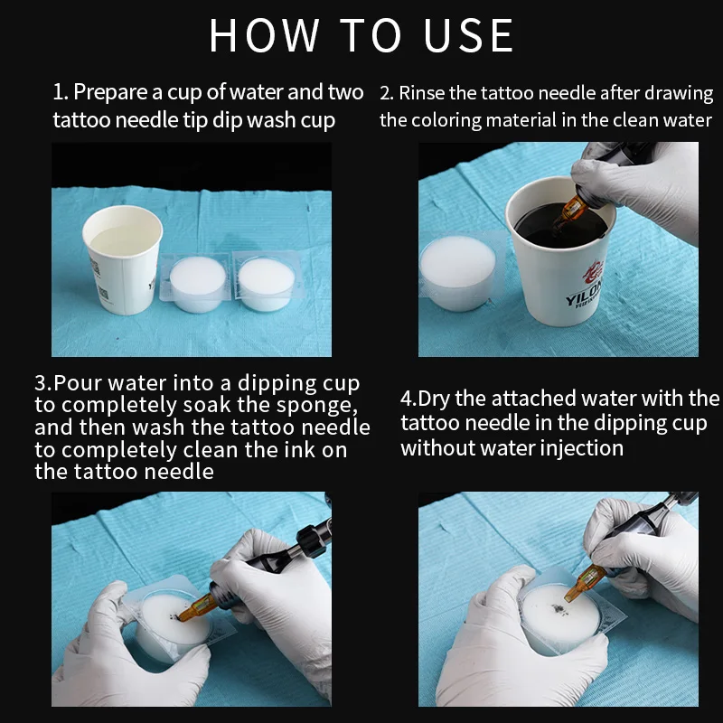 18pcs Disposable Dip Foam Rinse Dip Cups Tattoo Clean Supplies Cleaning ...