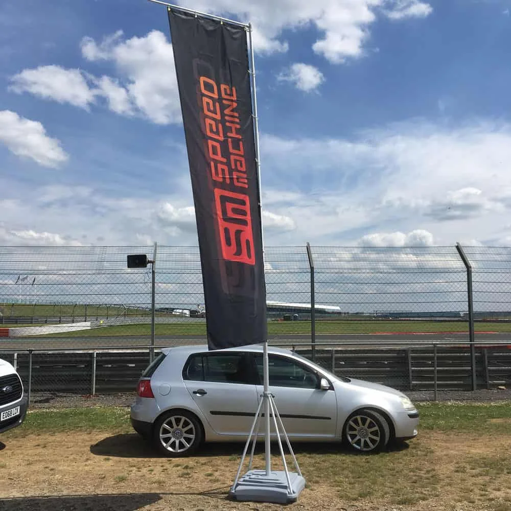 5m Telescopic Flag Pole with Water Bank Base - Advertising Bandiere