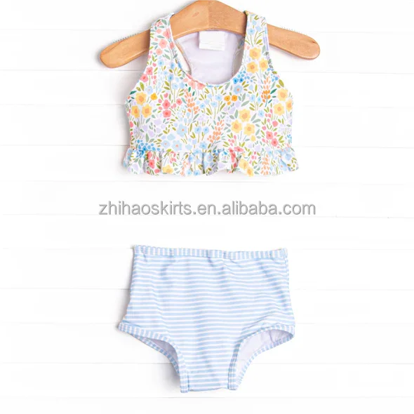 Preorder Little Girls Swimwear Kids Bikini Flower Floral Print Summer ...
