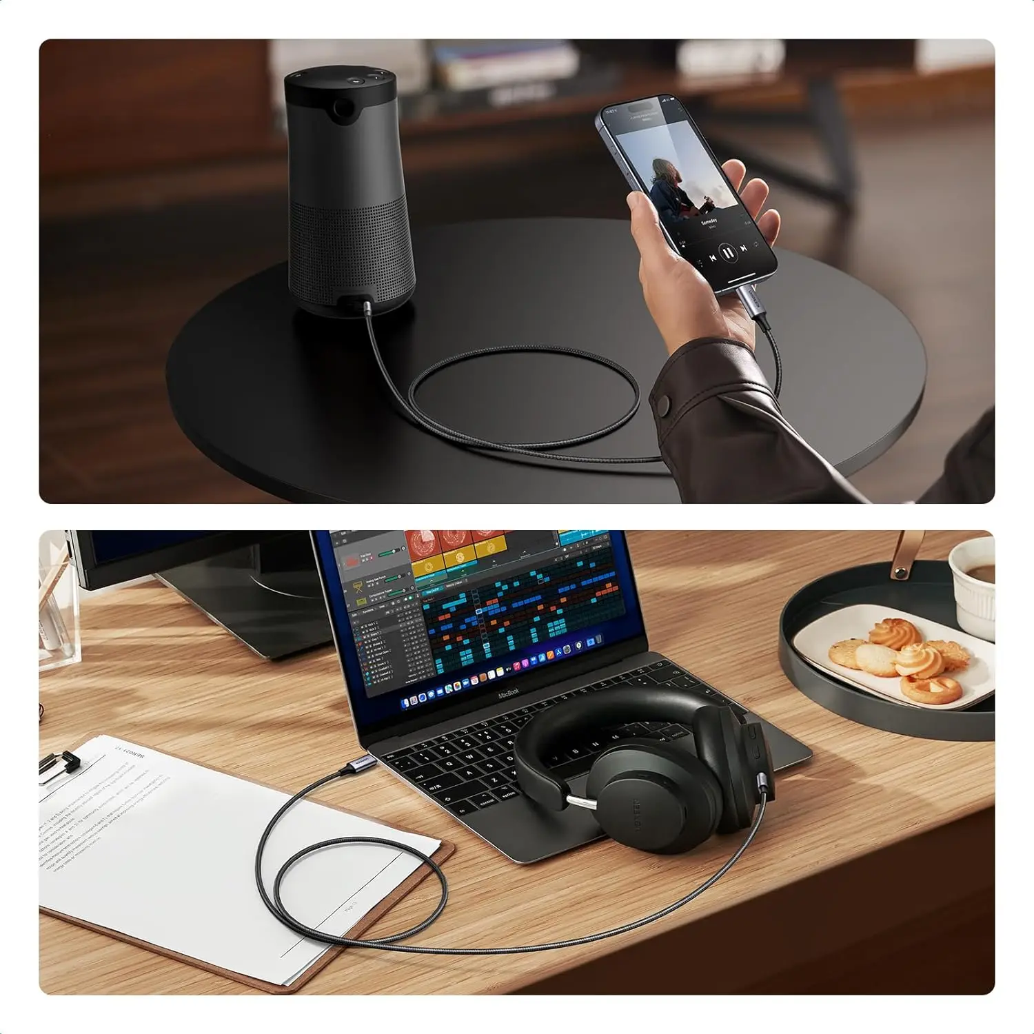 UGREEN CM450 Aux to USB Type C to 3.5mm Audio Jack Cable 1M USB C to ...