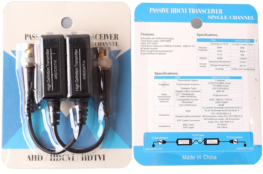 4 CH Passive Video Balun CCTV UTP BNC - Reliable Transmission