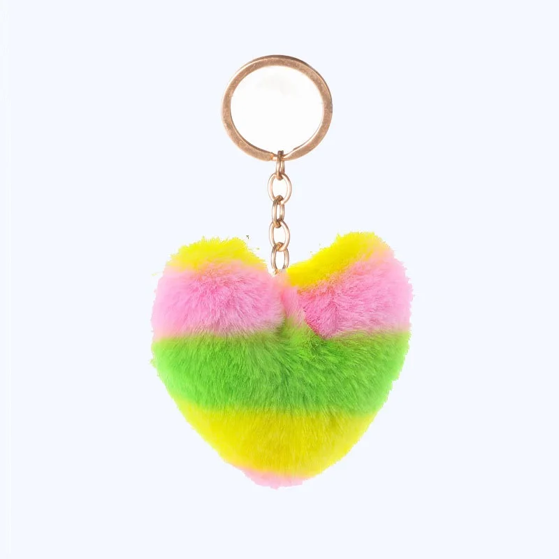 Fluffy Ball Keychain Pom Pom Puff Fur Balls Heart Fur Key Chain - Buy ...