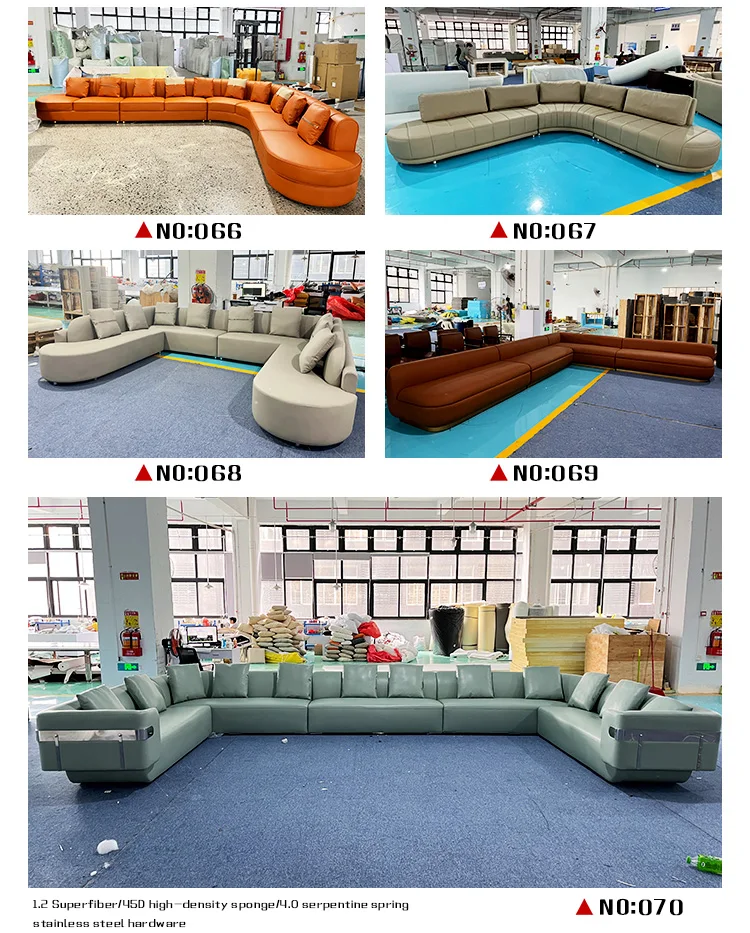 Deluxe Leather Sofa with Layered Back Design for Entertainment Venues ...