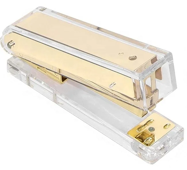 Luxury Office Desktop Clear Acrylic Gold Paper Stapler For Office ...
