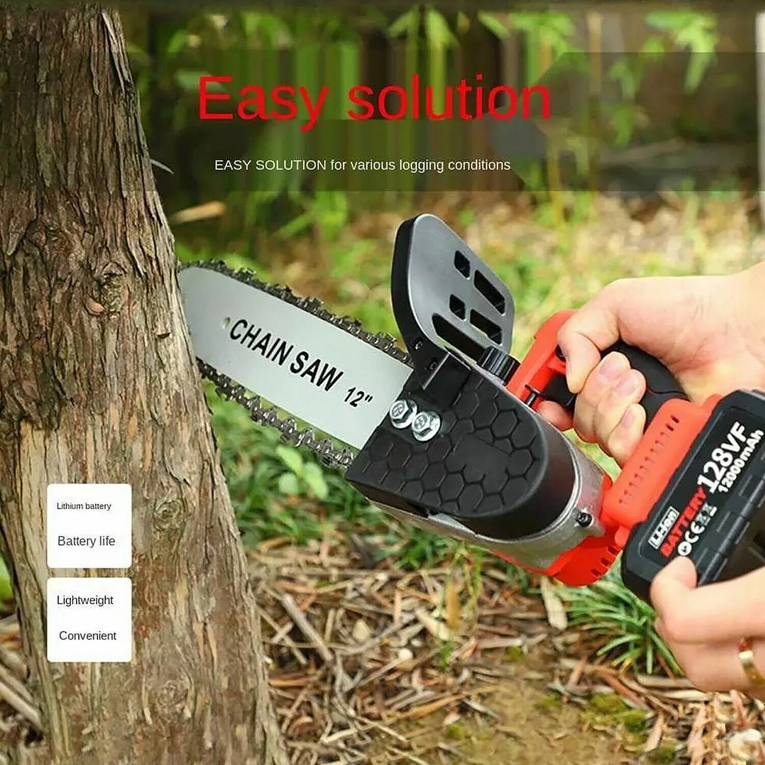 Winfull Cordless 10 Inch Chainsaw Battery Powered 12" Powerful ...
