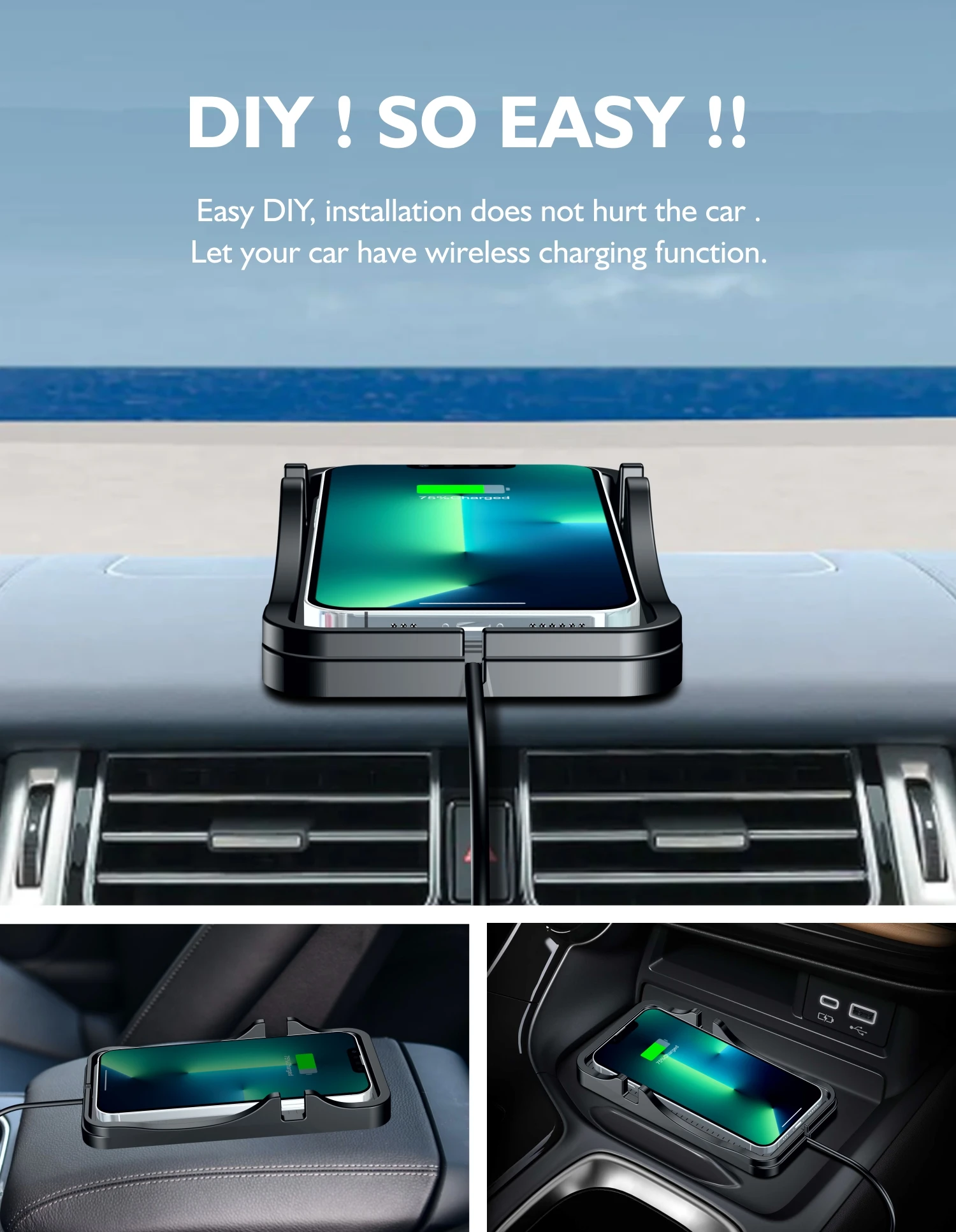 OEM Qi Standard in Car Wireless Charge Pad 15W Fast Charging