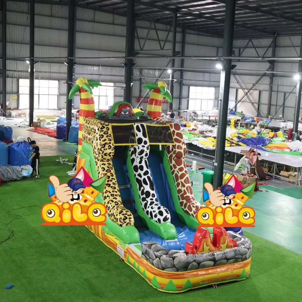 Jungle Forest Theme Gorilla & Leopard Print Water Slide with Pool ...