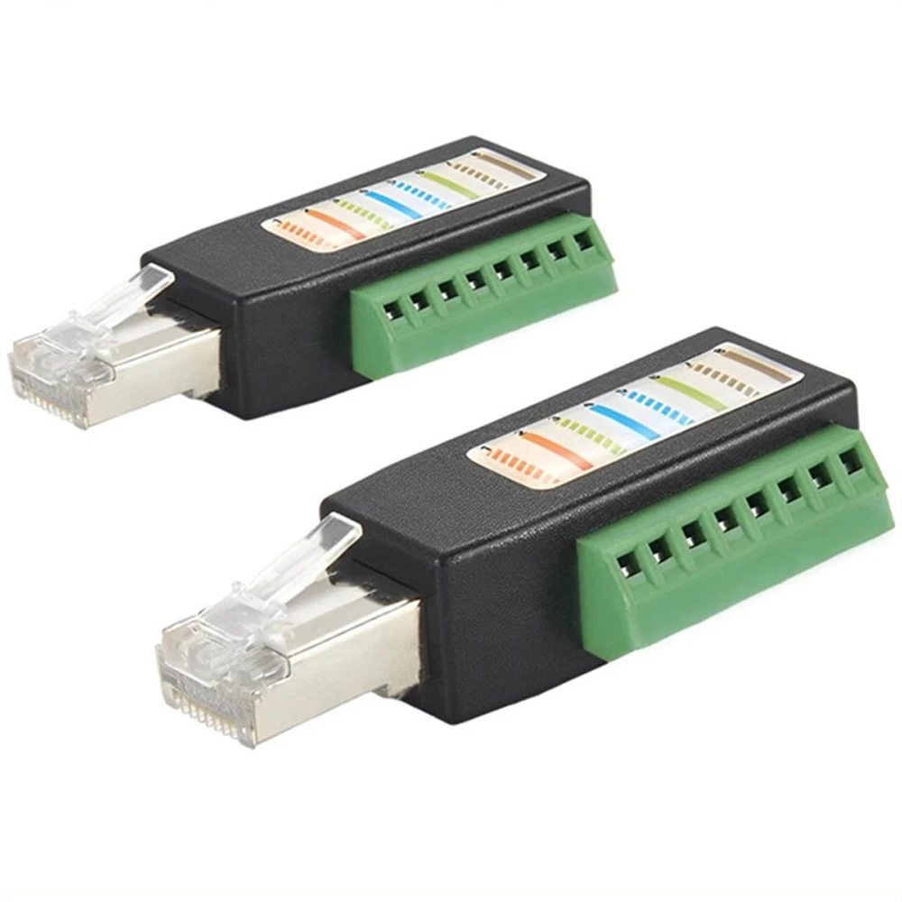 RJ45 Screw Terminal Connector RJ45 Solderless Male Plug to 8-Pin ...
