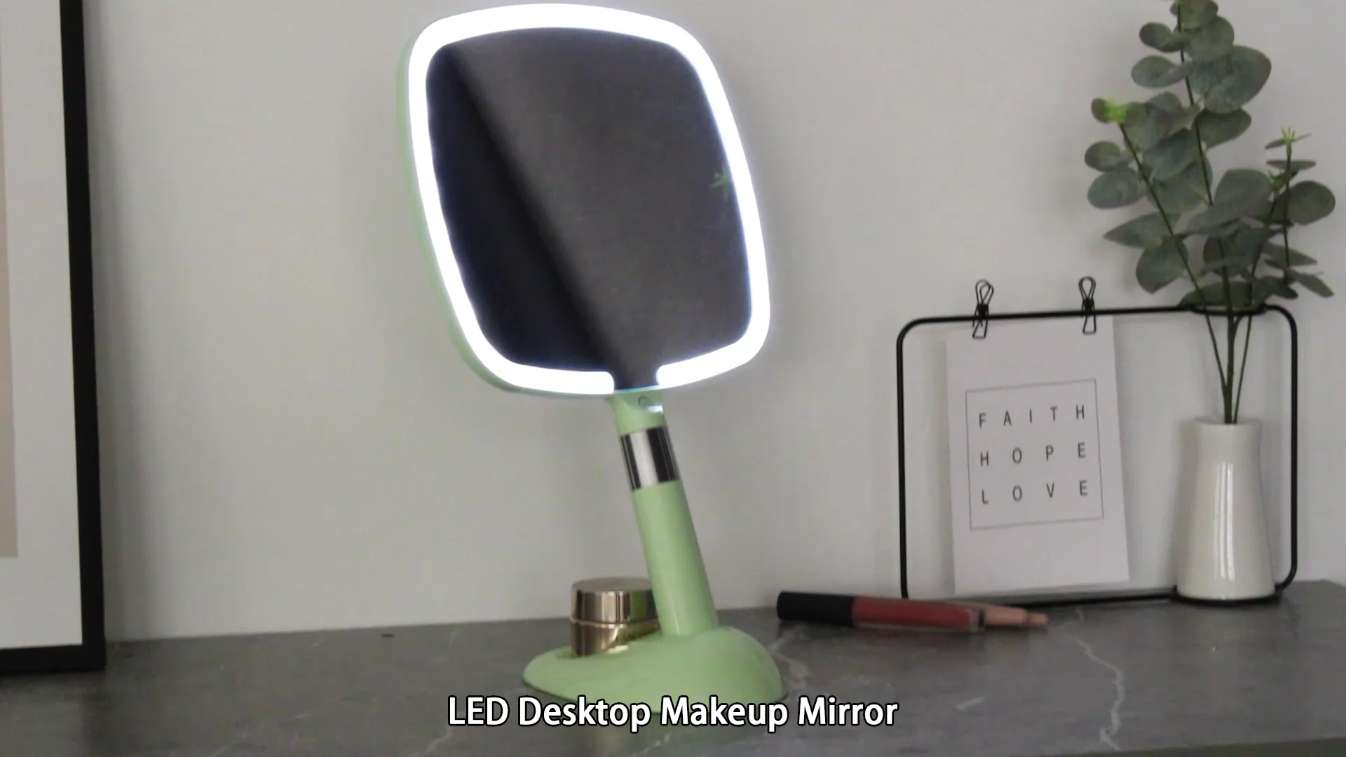 New Design Rechargeable Square Hand Makeup Mirror Led Handheld Mirror ...