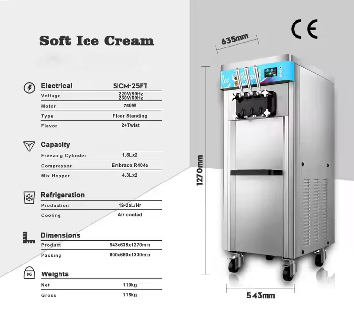 Commercial 3 Hard Ice Cream Gelato Machine Soft Ice Cream Making ...