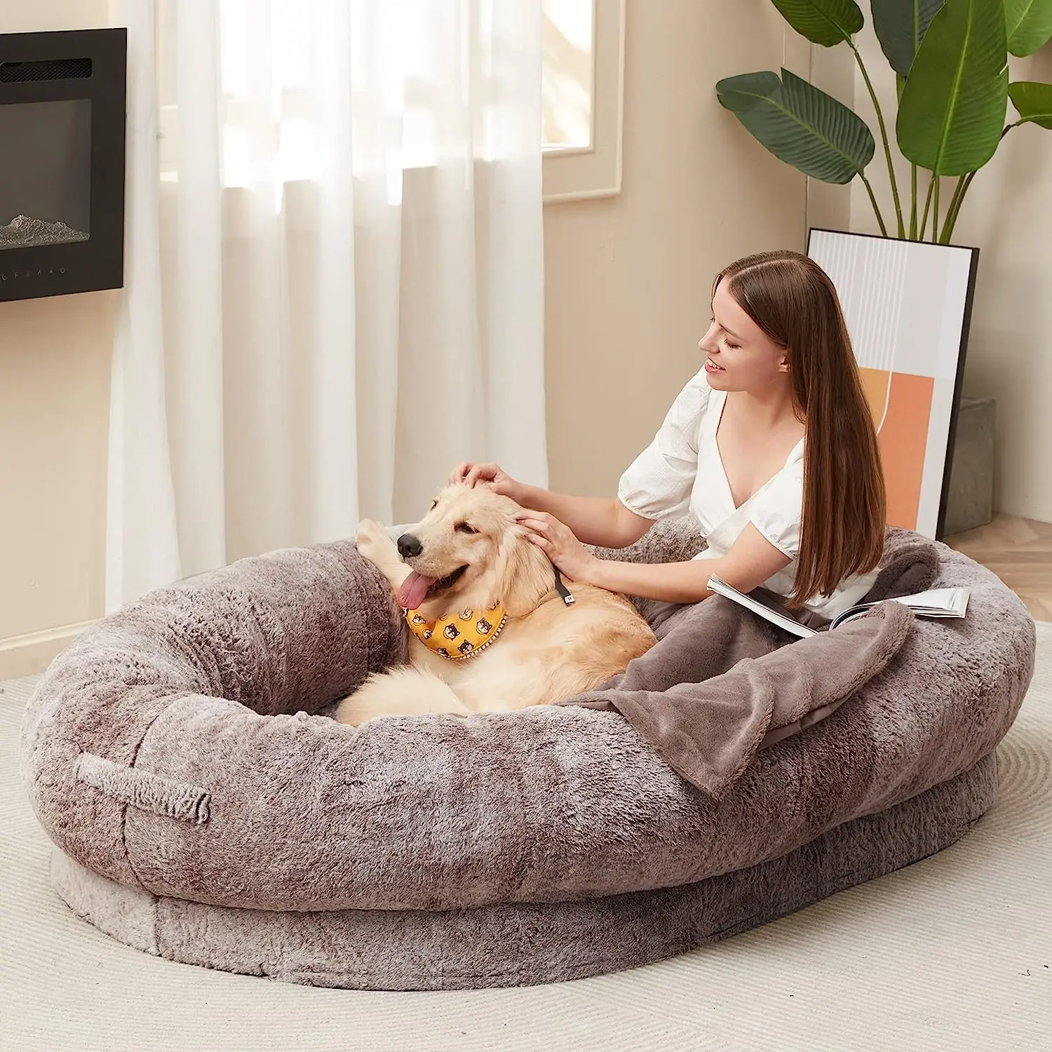 Extra Large Washable Anti Slip Dog Bed for Kids & Adults