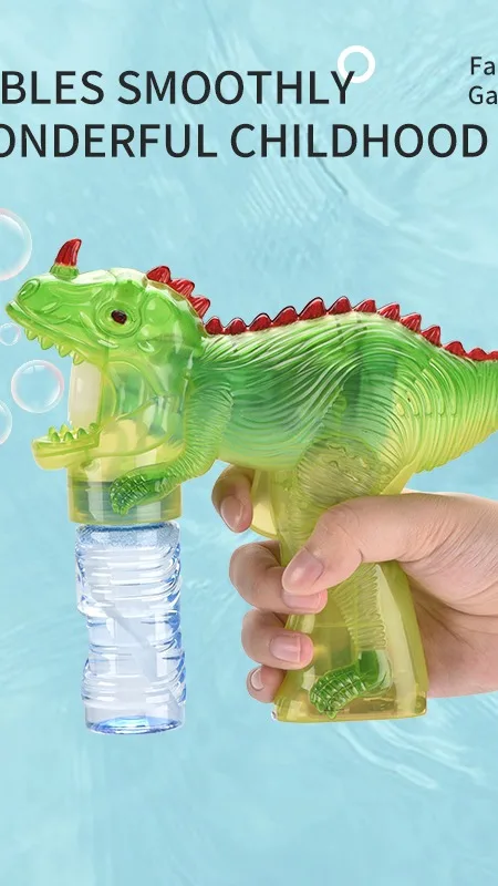 Transparent Light&sound Bubble Gun Electric Drive Bubble Wand Dinosaur ...
