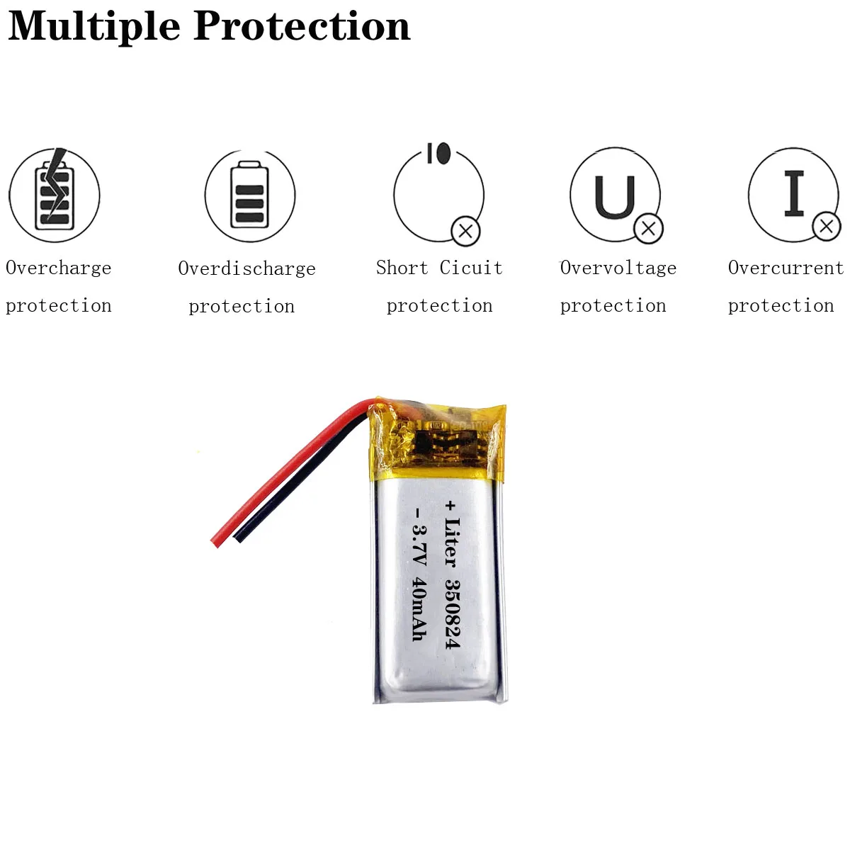 3.7V Li-Polymer Battery 40mah - 500 Cycle Life for Smart Wear