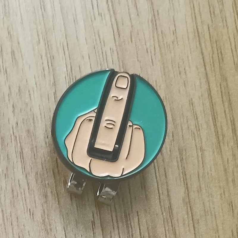 Middle Finger Golf Ball Marker Hat Clip - Custom Design