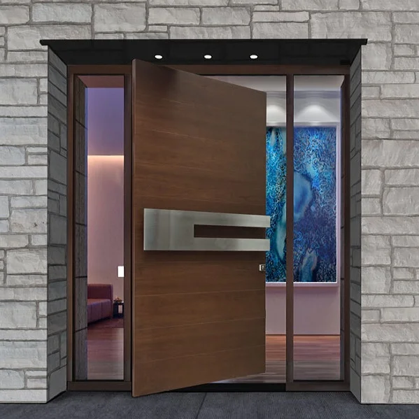 Modern Design Oak Wood Pivot Door Entrance for Residences