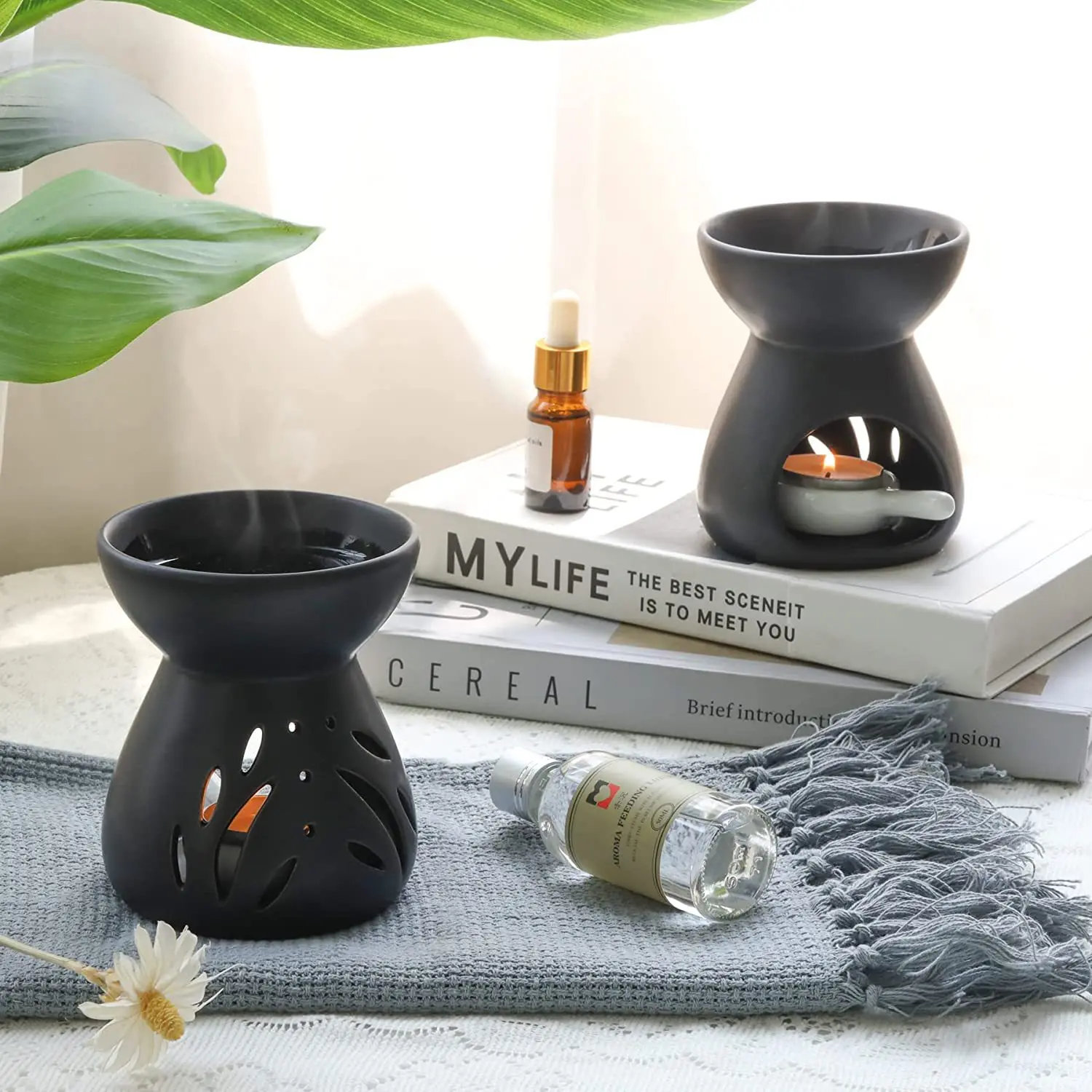 Aromatherapy Aroma Burner Ceramic Oil Diffuser Candle Tealight Holder ...