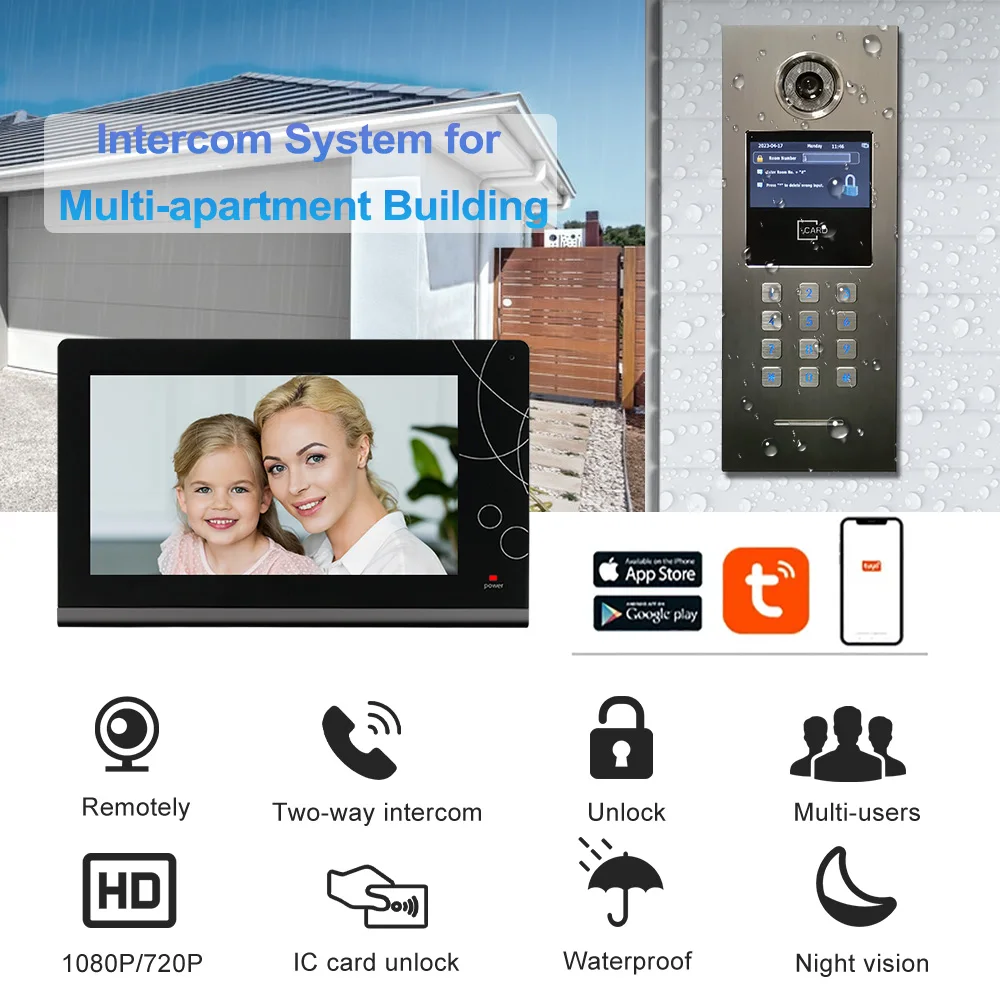 Multi Apartments Smart Video Door Phone Intercom System Outdoor IP ...
