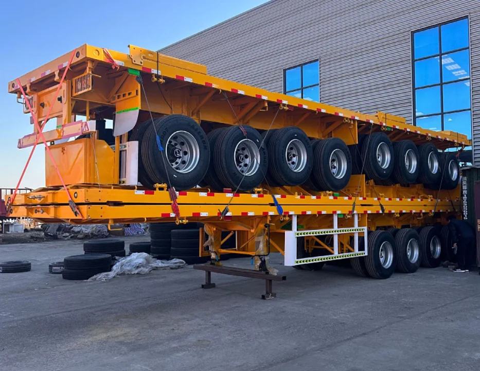 Truck Semi-Trailer Container Flatbed Trailer Yellow Low Bed