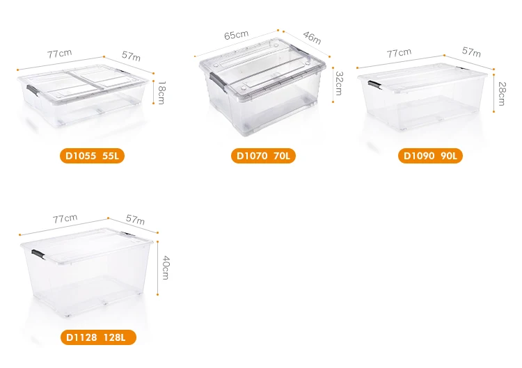 5L-130L Multipurpose Custom Wholesale clear Plastic Storage Box ...