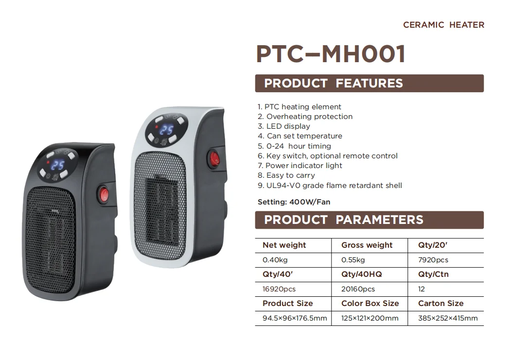 Portable Mini Wall-Mounted Heater - PTC Heating Solutions