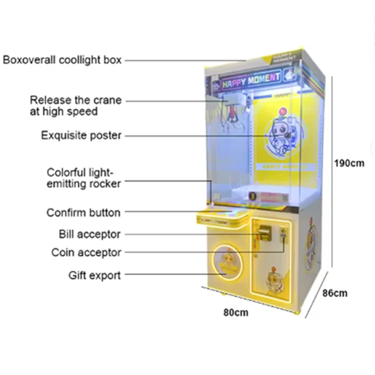 Yellow Crane Arcade Large Claw Gripper Prize Vending Toy Gift Game ...
