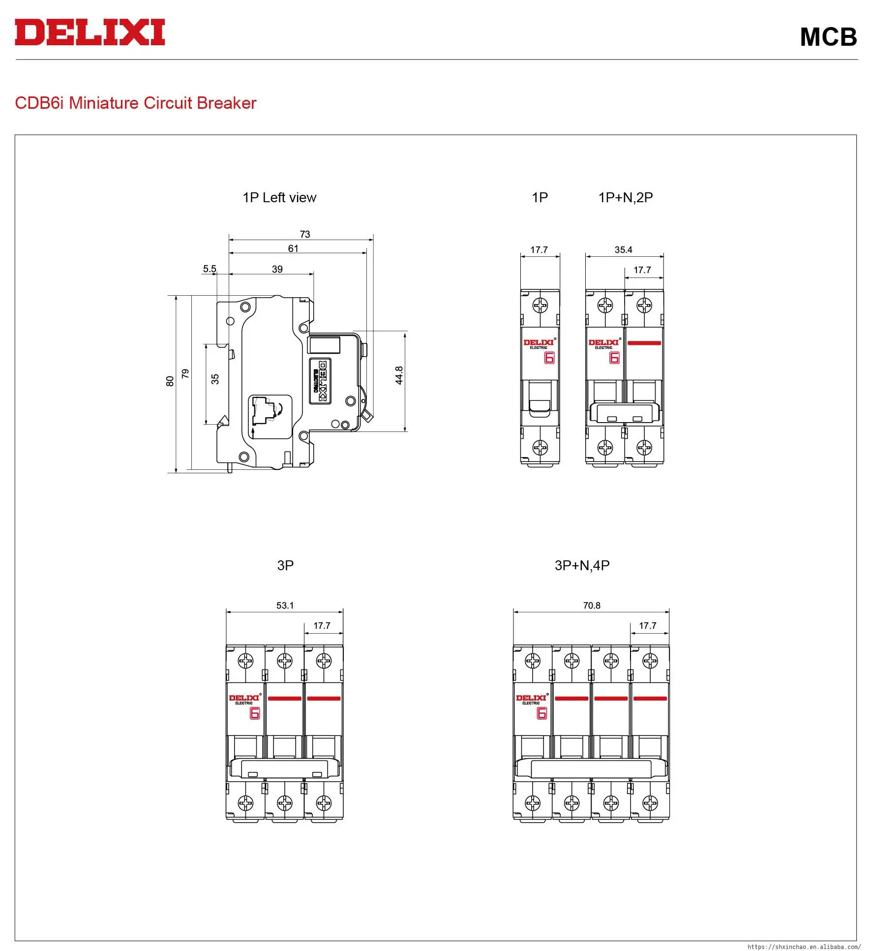 Delixi Original CDB6i MCB 1P 2P 3P 4P 6A 10A 16A 20A 25A 32A 40A 50A 63A C6 C10 C16 C20 C25 C32 ...