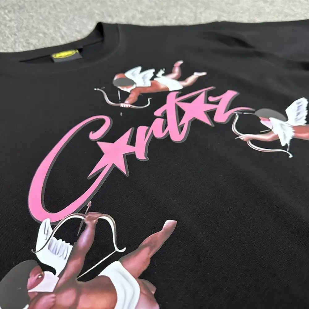 Y2k Hip Hop Street Wear Demon Mask Cupid White Tee Shirt Corteiz Mens ...