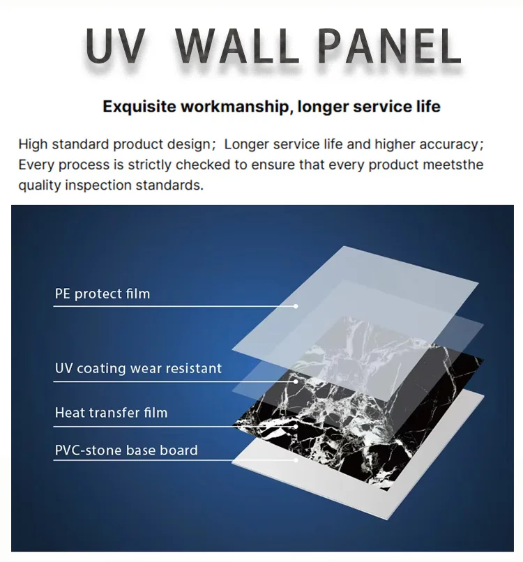 Black & Gold Marble UV Wall Panel Fireproof Core Low Maintenance for ...