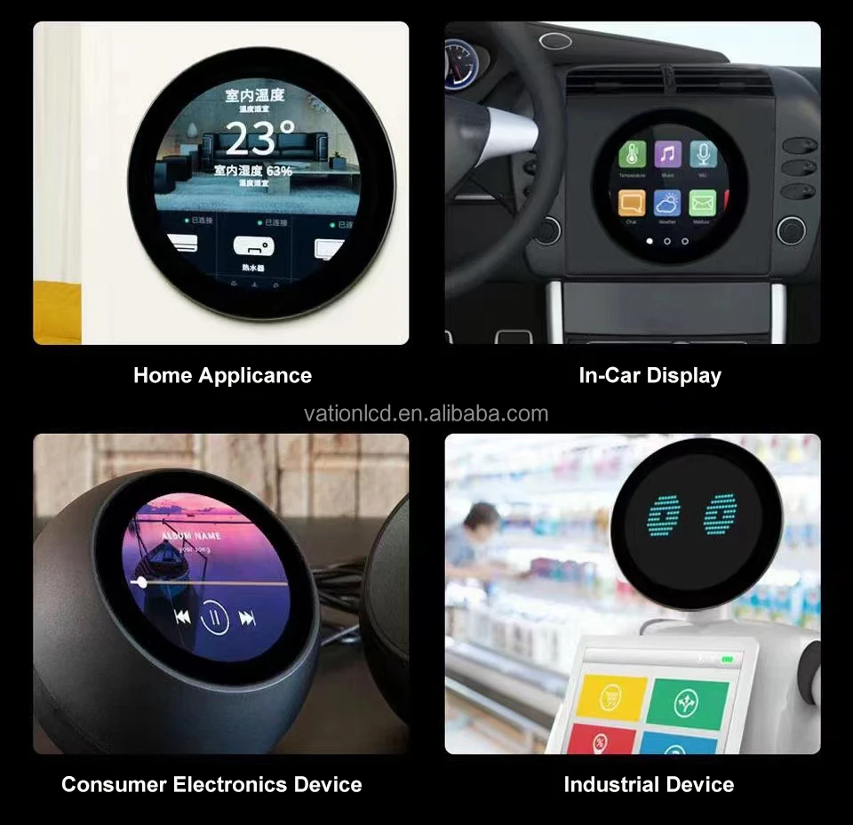 3.4 inch Round Touch Display 800 x 800 IPS LCD Screen DSI Interface ...