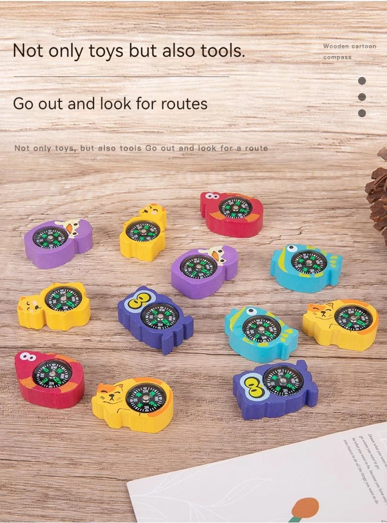 2025 the New Wooden Cartoon Compass Science Educational Teaching Toys ...