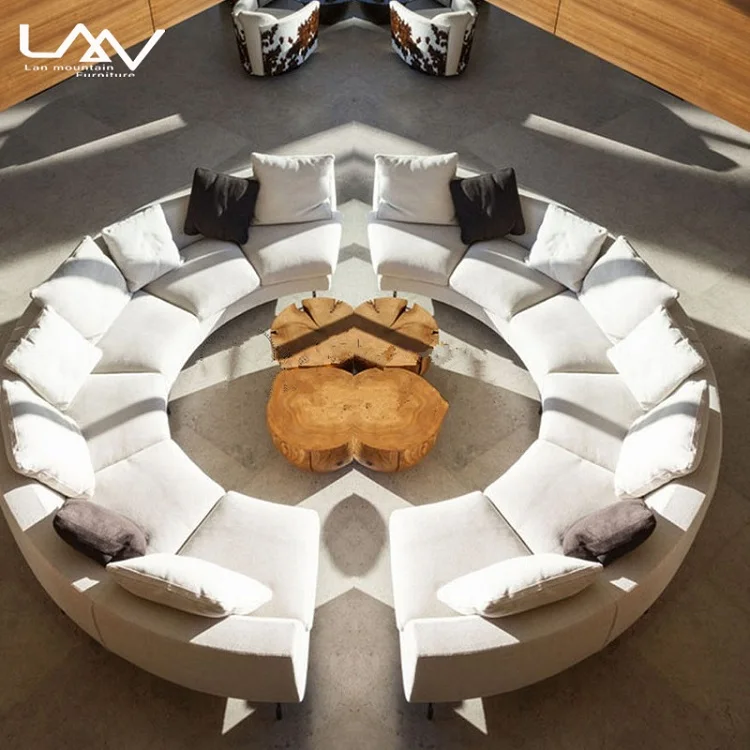 Custom Modern Villa Hotel Lobby Sofa Sectional Set Round Arc Design ...