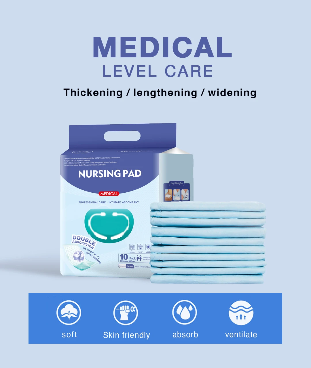 Oem Brand Adult Disposable Underpad Blue Or White Medical Underpad ...