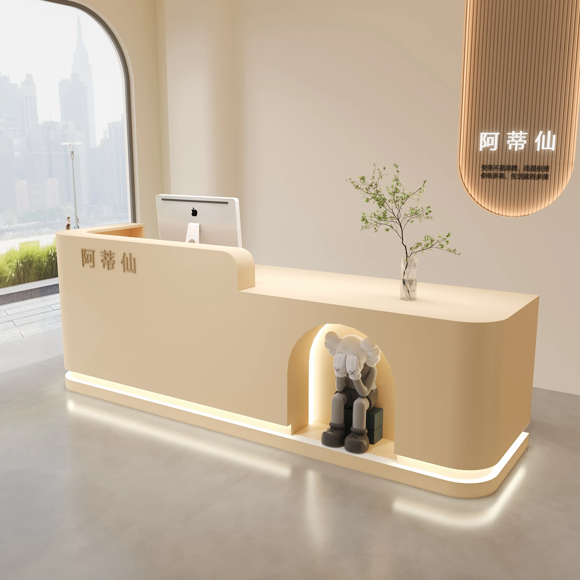 Modern l shaped reception desk reception customized spa counter small ...