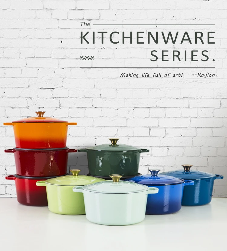 Custom Shape Non-Stick Enamel Cast Iron Cookware Set Big White Dutch ...