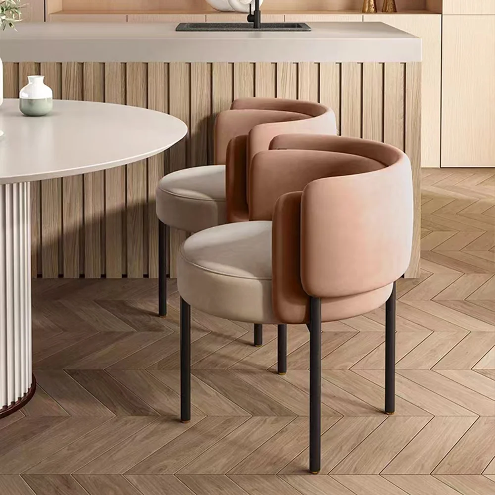 Italian Style Modern Luxury Dining Chair Upholstered Velvet Round Back ...