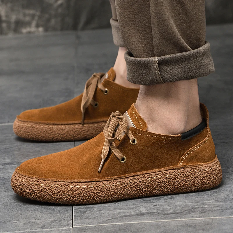 AMPLE Retro Cow Suede Male Sneakers - Non-Slip Flat Shoes