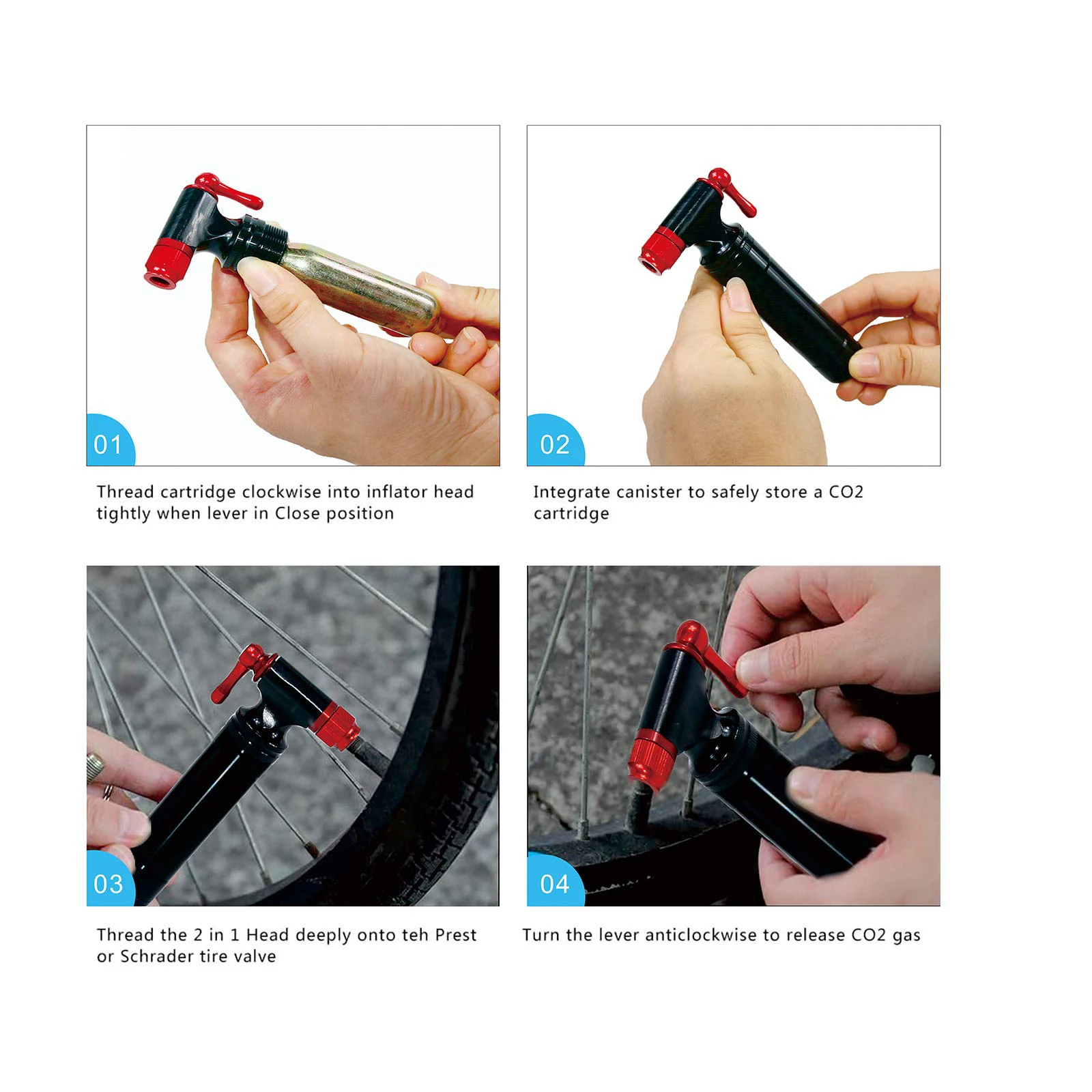 Portable Mini Bike Pump Co2 Tire Inflator Co2 Inflator Bicycle Bicycle ...