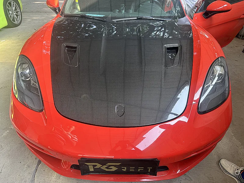 Dry Carbon Fiber Engine Cover Hood for Porsche 718 Upgrade