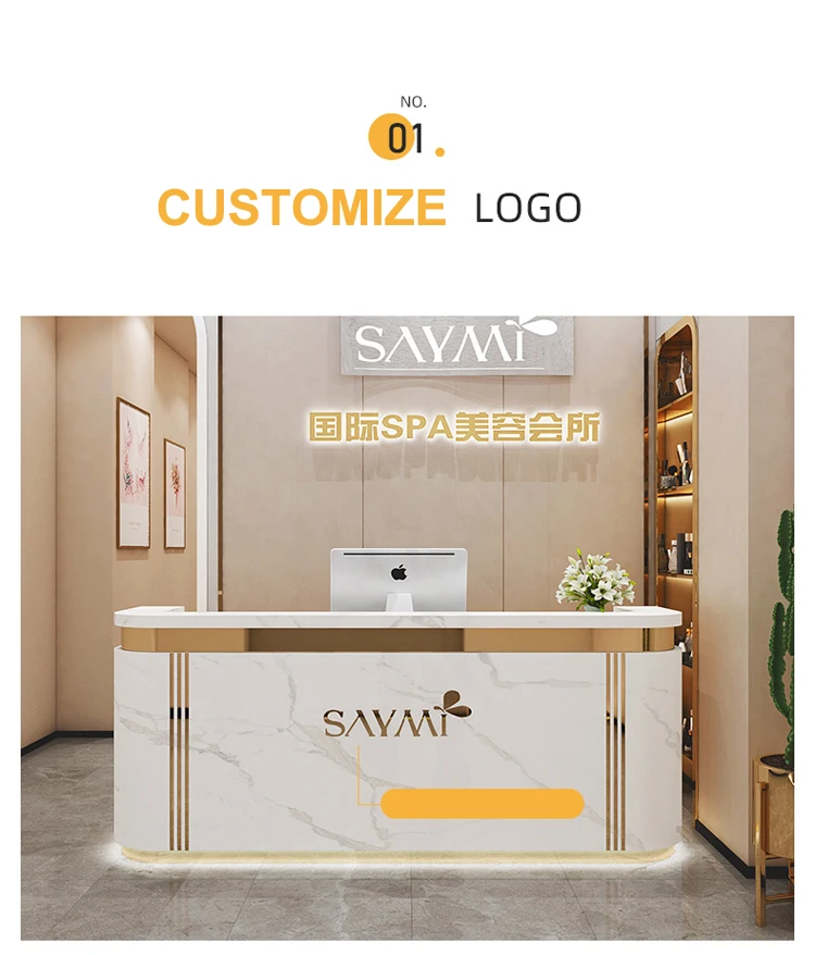 High-end Pink Checkout Counter - Modern Reception Design