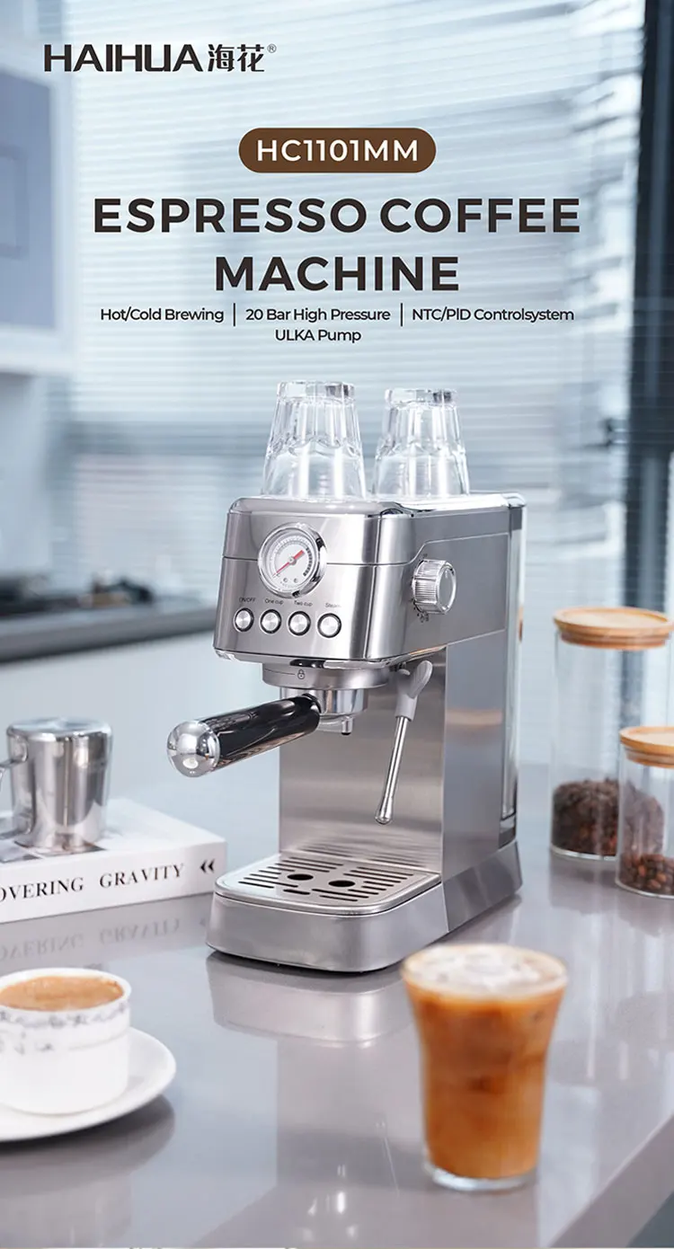 Stainless Steel Espresso Coffee Machine - 20 BAR Portable