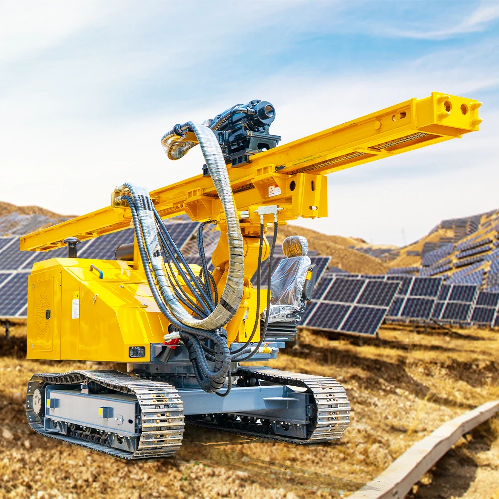 crawler pneumatic solar ramming machine guardrail photovoltaic piling ...
