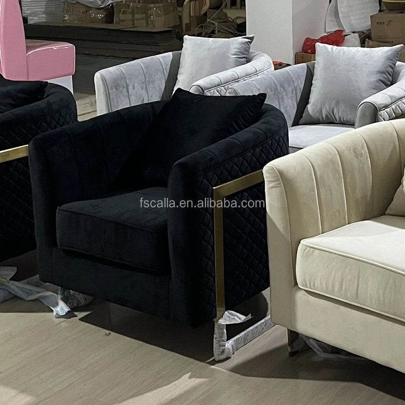 Modern Velvet Upholster Accent Chair with V Shaped Frame