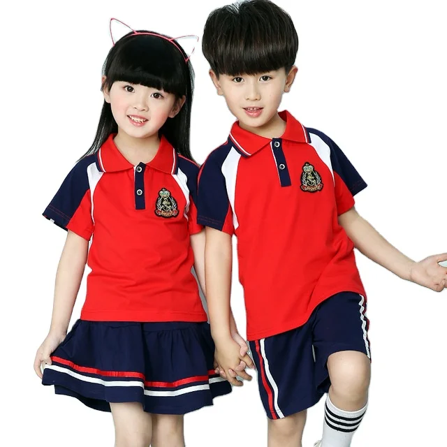 OEM Color combination collar Kids school pe uniform custom-made school ...