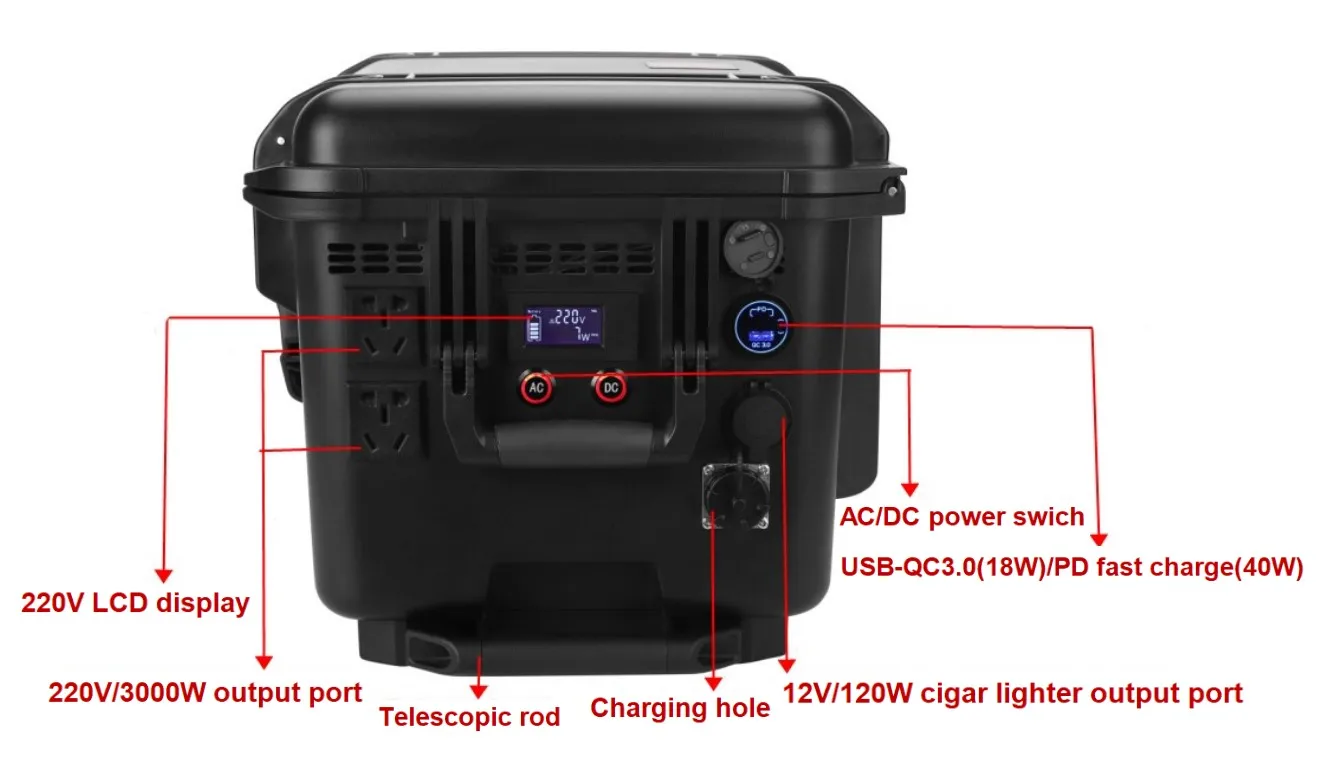 Ac 220v 3000w 12432wh Portable Power Banks Outdoor Solar Energy System ...