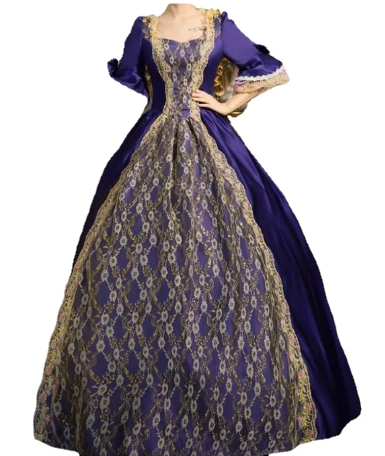 Plus Size Medieval Dress Lace Half Sleeve Victorian Noble Royal Costume ...