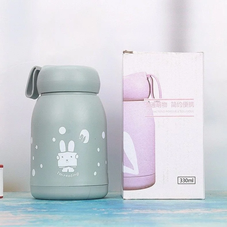 Cute Water Bottle Cartoon Rabbit Glass Bottle With Silicon Sleeve For ...