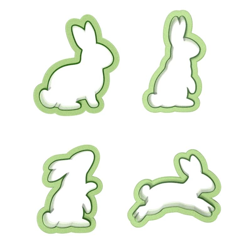 Plastic Transparent Mini Easter Bunny Fondant Biscuit Dough Cutter Mold ...