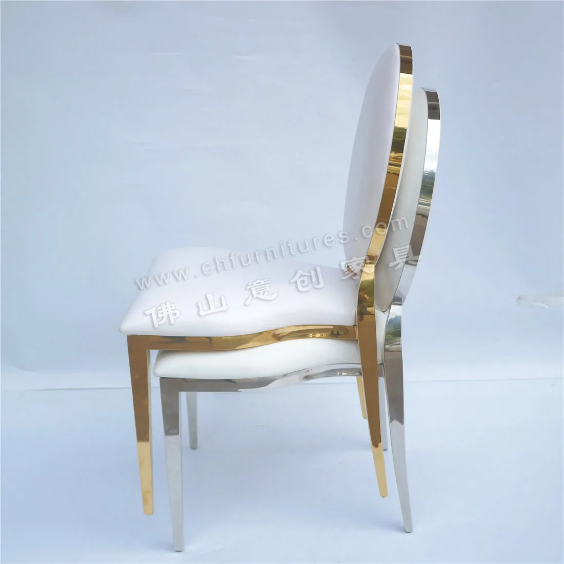 Modern Stackable Event Party Stainless Steel Gold Wedding Chair for Rental