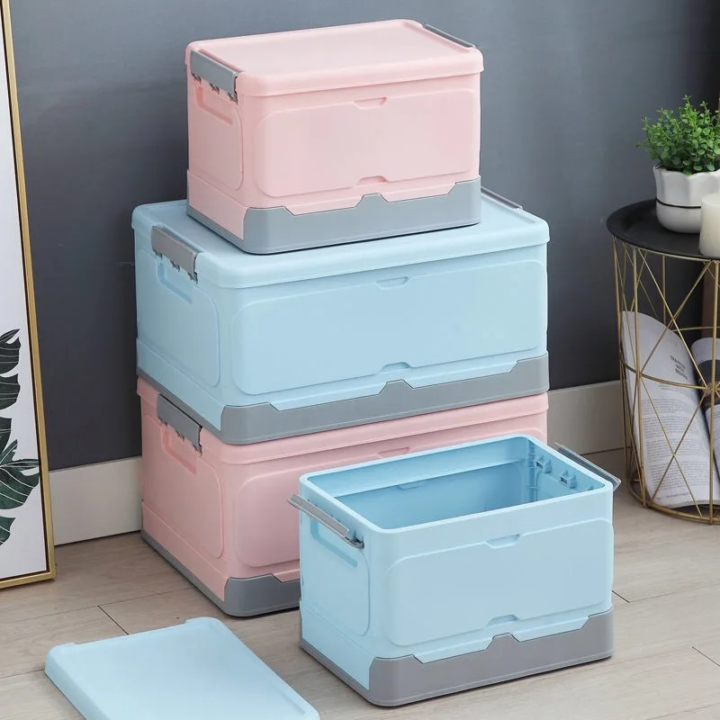 Durable Collapsible Box Plastic Stackable Foldable Storage Box With Lid ...